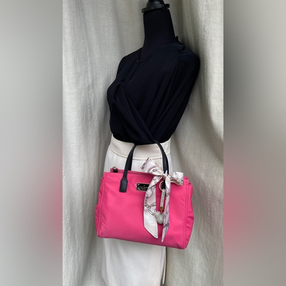 kate spade | Bags | Kate Spade Pink Nylon Baggett Tote Crossbody With ...